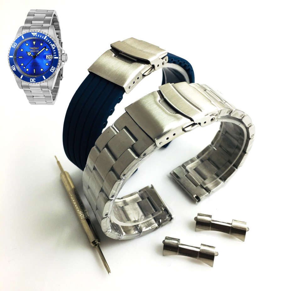 Pack of 2 Steel and Silicone Replacement Watch Band Fits Invicta Pro ...