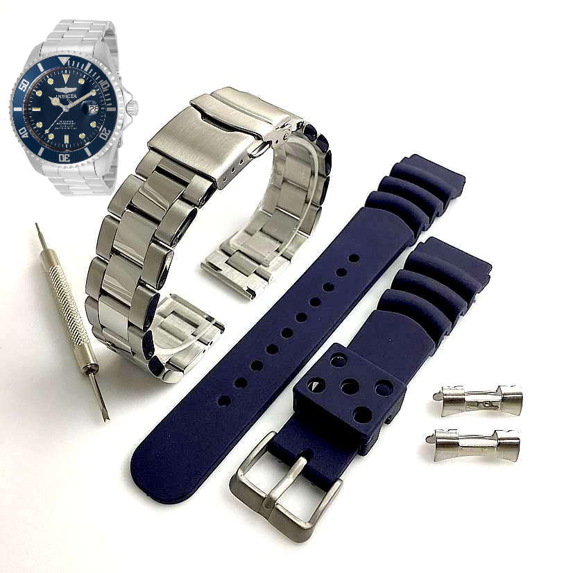 Pack of 2 Steel and Silicone Replacement Watch Band Fits Invicta Pro ...