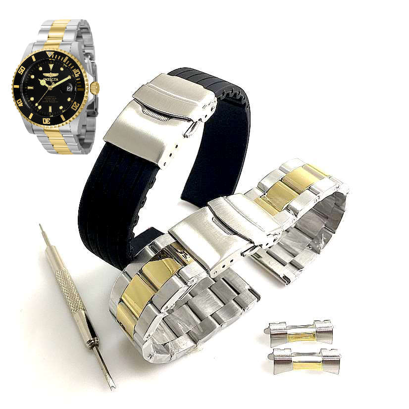 Pack of 2 Steel and Silicone Replacement Watch Band Fits Invicta Pro ...