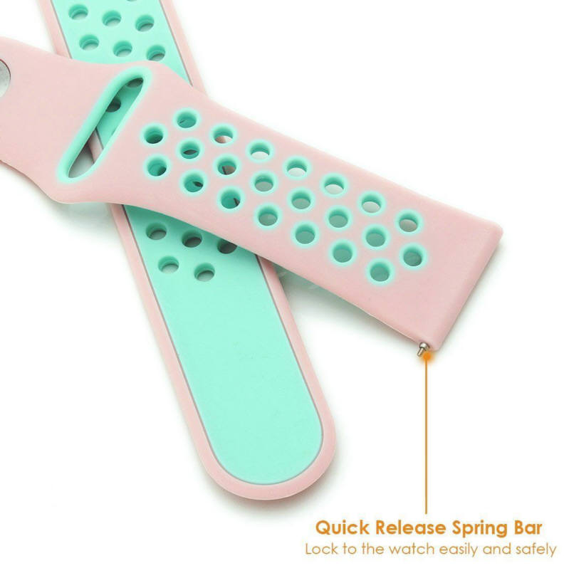 Pink & Turquoise Silicone Replacement 22mm Watch Band Strap Quick ...