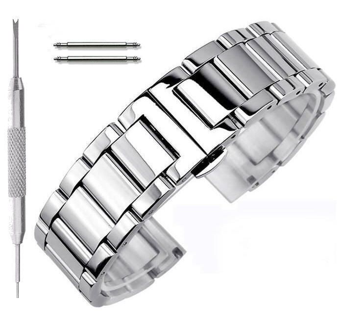 Polished Silvertone Stainless Steel Watch Band #5010-18