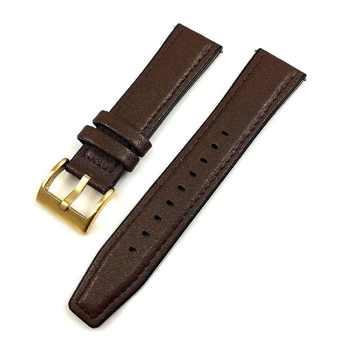 Steel & Leather Gold Tone Watch Band Strap For Seiko SPB210 6R35-01H0 ...