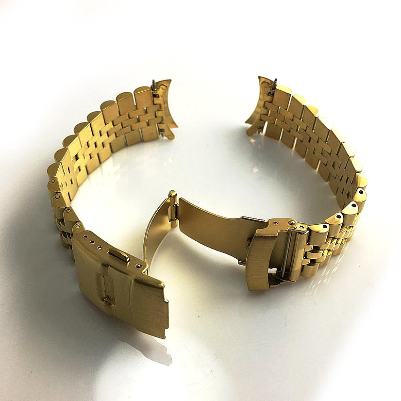 Pack of 2 Gold Steel Bracelet & Leather Watch Band Fits Bulova 97D108 ...