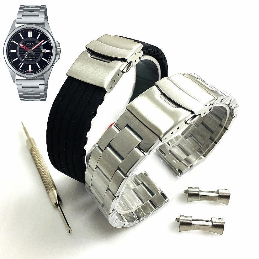 Steel And Silicone Replacement Watch Band Fits Casio Mtp E700 Mtp E700d 1ev