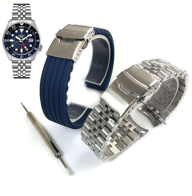 Steel Bracelet & Silicone Watch Band Strap Seiko SSK003 4R34-00A0 ...