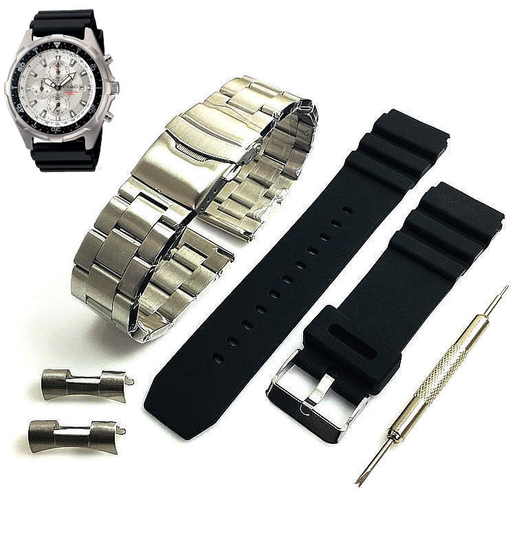 Steel & Silicone Replacement Watch Band Fits Casio AMW-330 AMW330-7AV