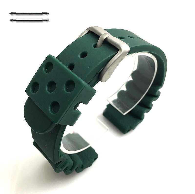 Swiss Army Compatible Green Diver's Style Rubber Strap Replacement ...