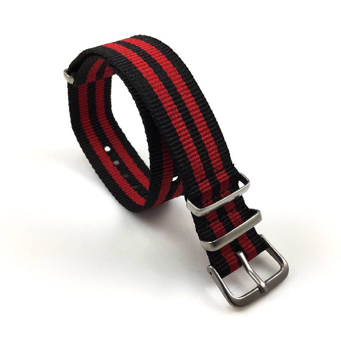 Timex Compatible Black & Red Stripes One Piece Slip Through Nylon Watch ...