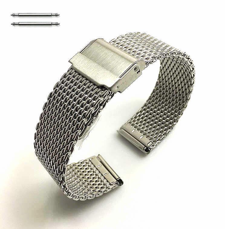 Timex Compatible Thick 2.5mm Silver Steel Metal Replacement Mesh Watch ...