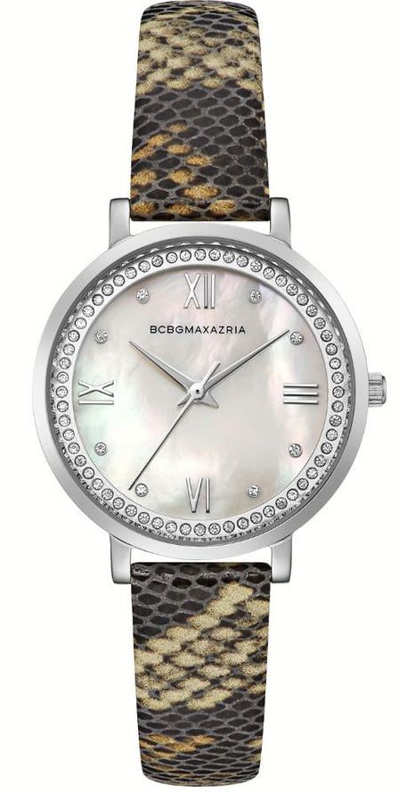 Women's BCBGMAXAZRIA Pearl Dial Crystalized Leather BCBG Watch BG50665008