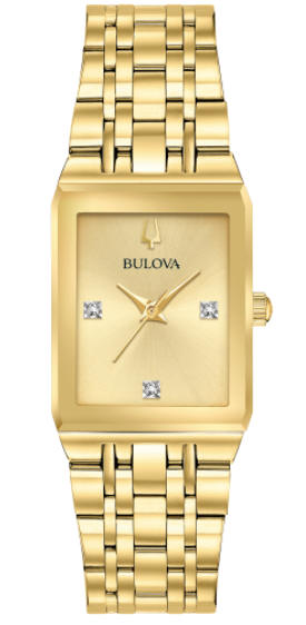 Women's Bulova Quadra Gold Tone Steel Dressy Diamond Watch 97P140