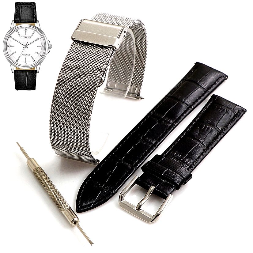 Steel and Leather Replacement Watch Band Fits Citizen FE7030-14A J830 ...