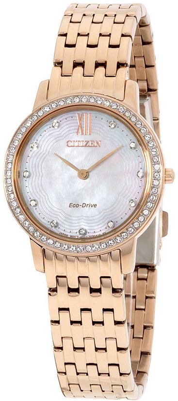 Women's Citizen Silhouette Crystal Rose Gold Tone Steel Watch EX1483-50D