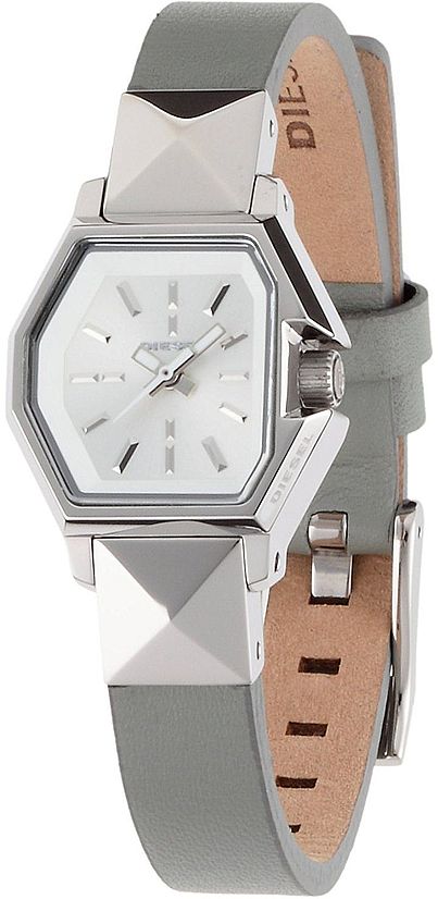 Women's Diesel Elegant Grey Leather Strap Watch DZ5227