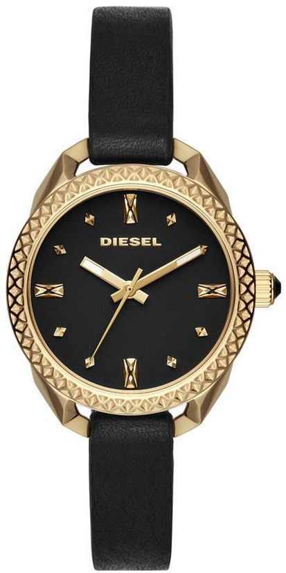 Women's Diesel Shawty Black Leather Strap Watch DZ5547