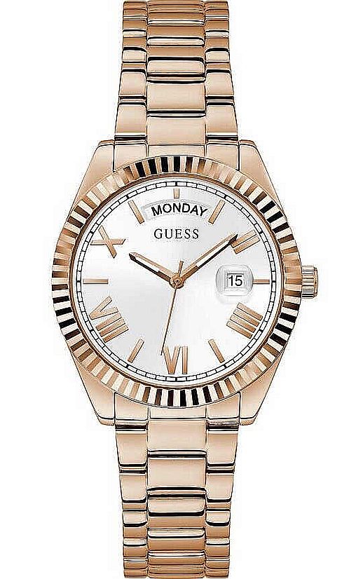 Women's Guess Rose Gold Classic Day-Date Crystallized Watch GW0308L3