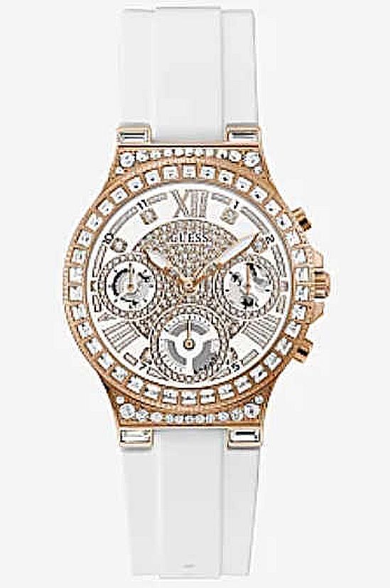 Women's Guess Rose Gold Crystallized Multifunction Watch GW0257L2