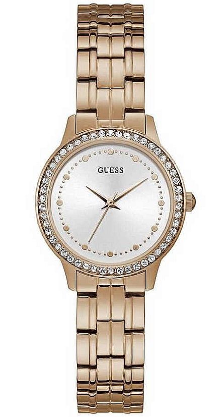 Women's Guess Rose Gold Elegant Crystallized Glitz Watch W1209L3