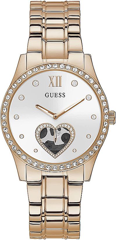 Women's Guess Stainless Steel Rose Gold Crystallized Glitz Watch GW0380L3