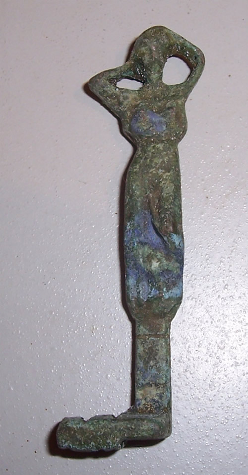 Roman Bronze Key With Greek Goddess Aphrodite