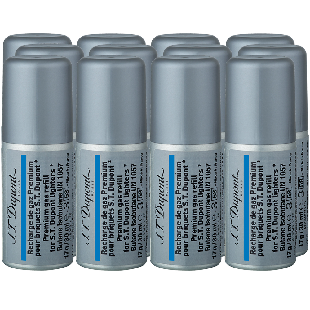S.T. Dupont Blue Butane Gas Refill - 12 Pack