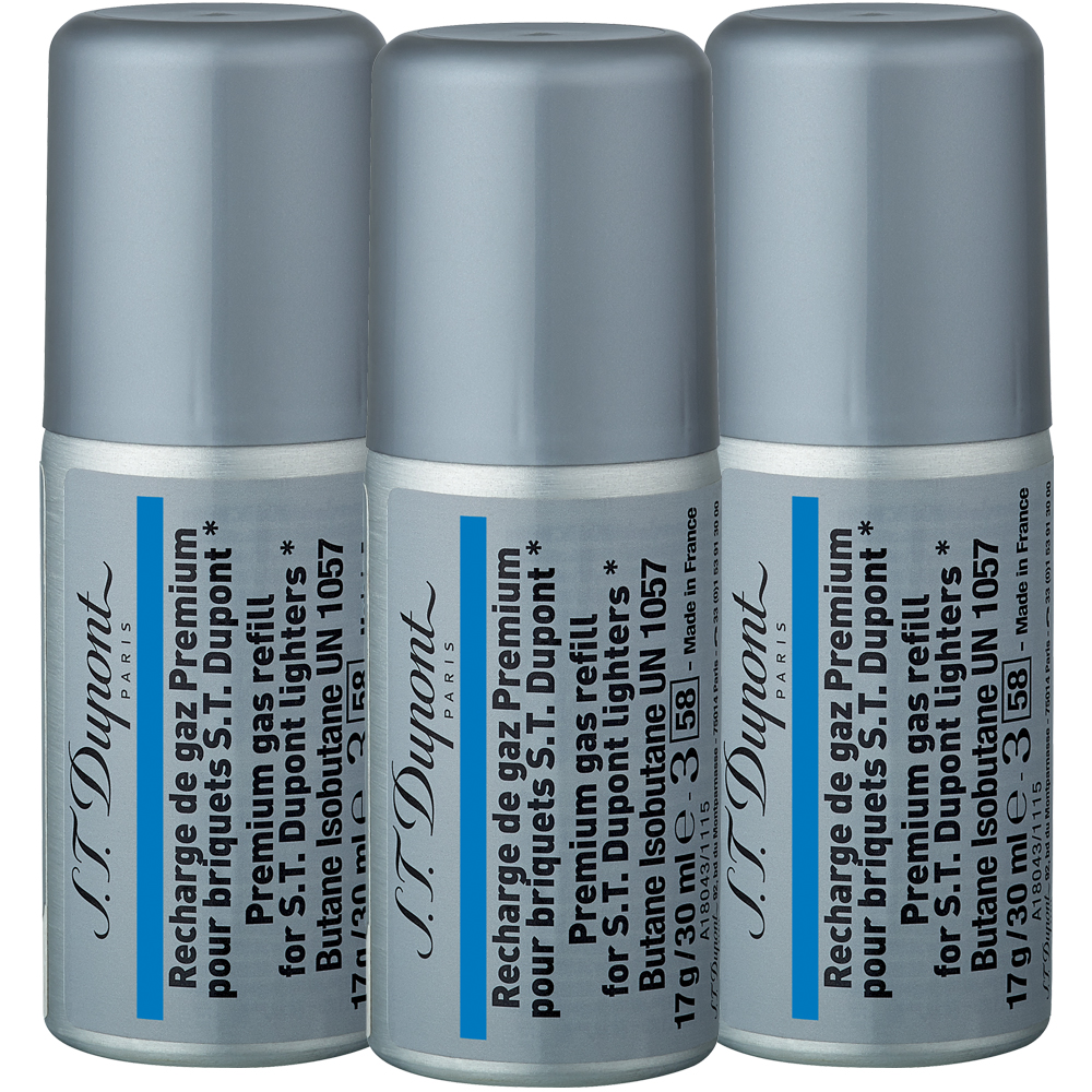 S.T. Dupont Blue Butane Gas Refill - 3 Pack