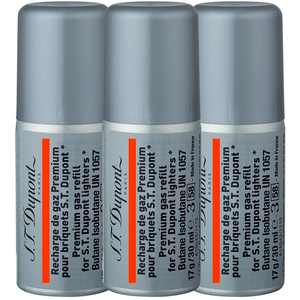 S.T. Dupont Red Butane Gas Refill - 3 Pack