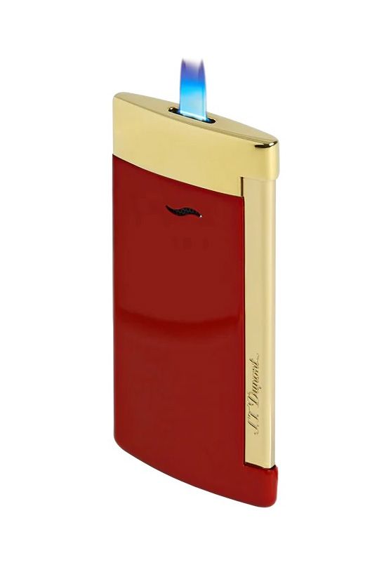 S.T. Dupont Slim 7 Matte Burgundy and Golden Flat Flame Lighter