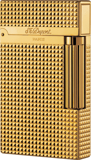 S-T- Dupont Diamond Head Yellow Gold Plated Ligne 2 Lighter