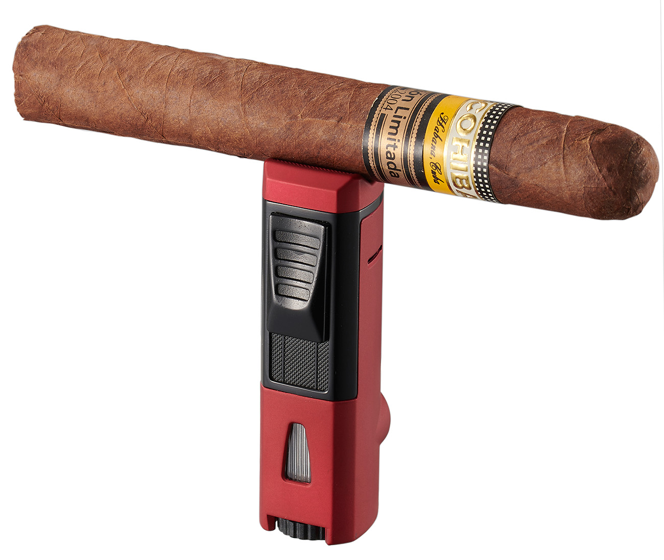 Visol Colonel Triple Flame Torch Lighter - Burgundy