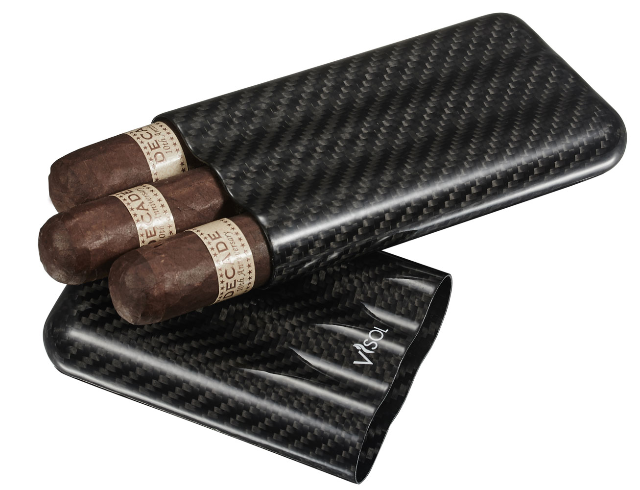 Visol Night II Carbon Fiber Larger Cigar Case - 3 Finger