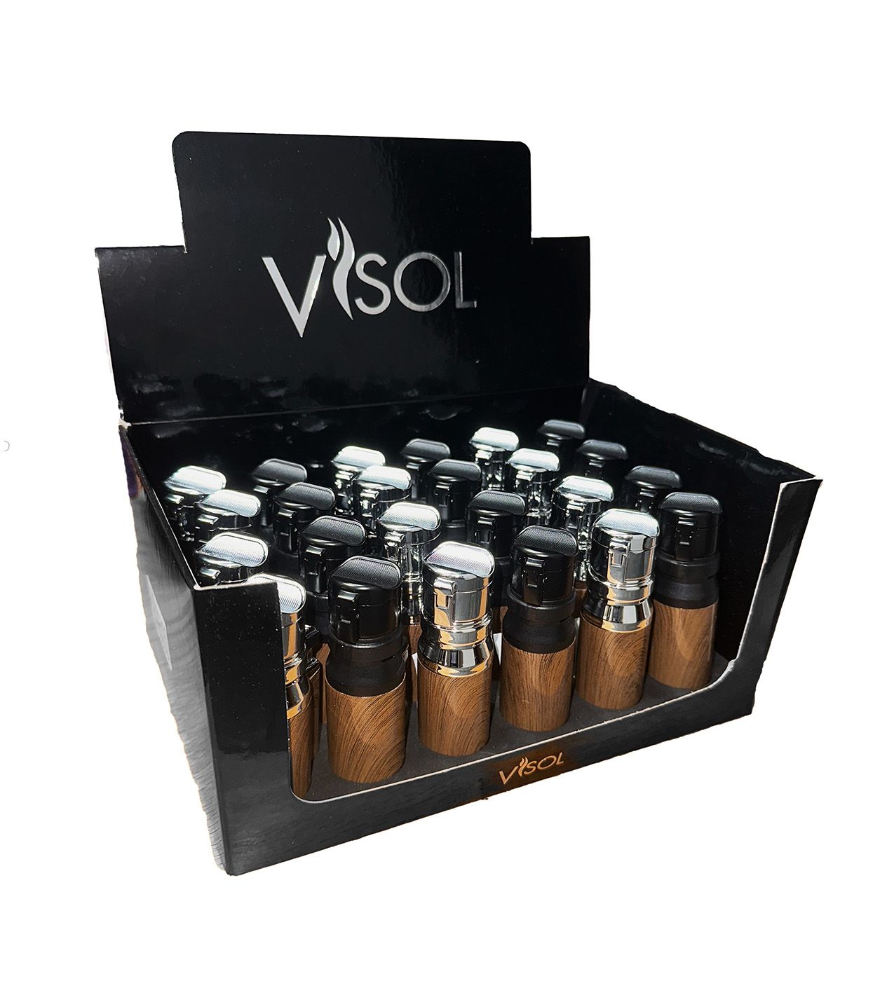 Visol Retail Prepack - Bulldog Wood & Black Matte Quad Flame Lighter 24 ...