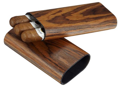 Visol Timber Cherry Wood Finish Cigar Case - 3 Cigars