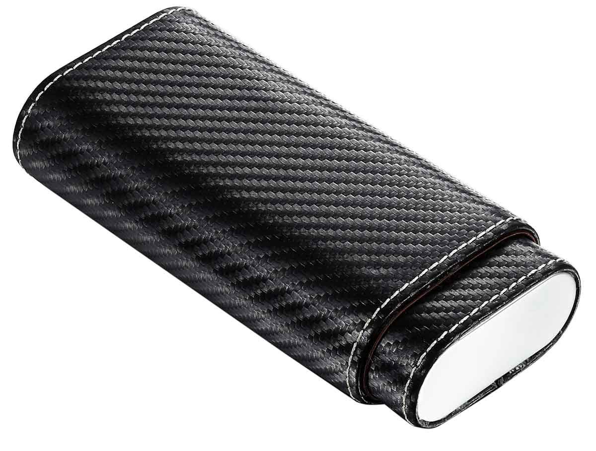 Visol Santa Fe Black Carbon Fiber Patterned Leather Cigar Case - Holds ...