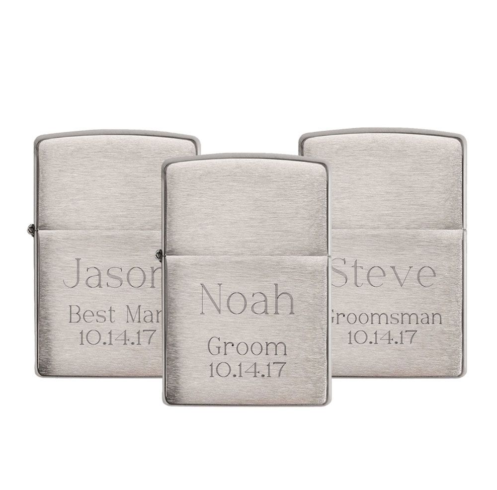 Zippo Lighter - Brushed Chrome Personalized - Free Engraving