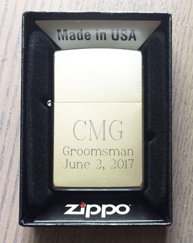 Zippo Lighter - Satin Chrome Personalized - Free Engraving