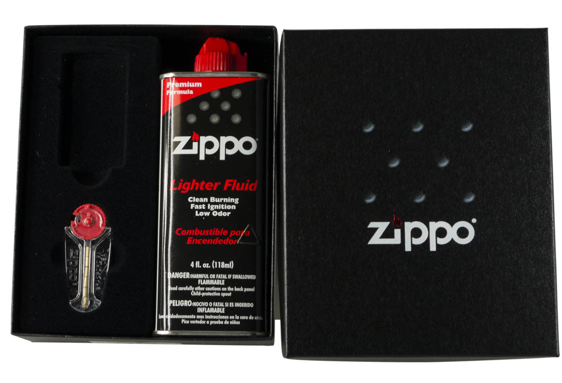 Zippo Slim Lighter Gift Kit-with 4oz Lighter Fluid, Flints, NO Lighter
