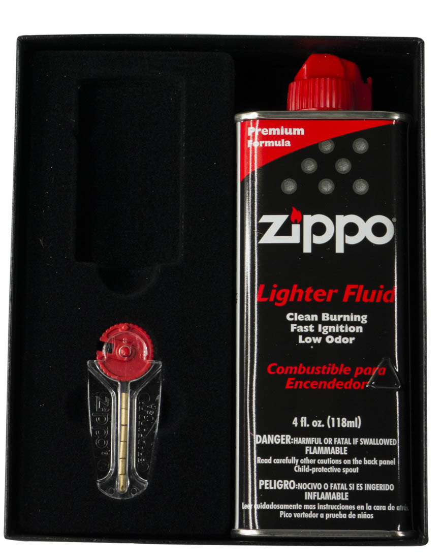 Zippo Slim Lighter Gift Kit-with 4oz Lighter Fluid, Flints, NO Lighter