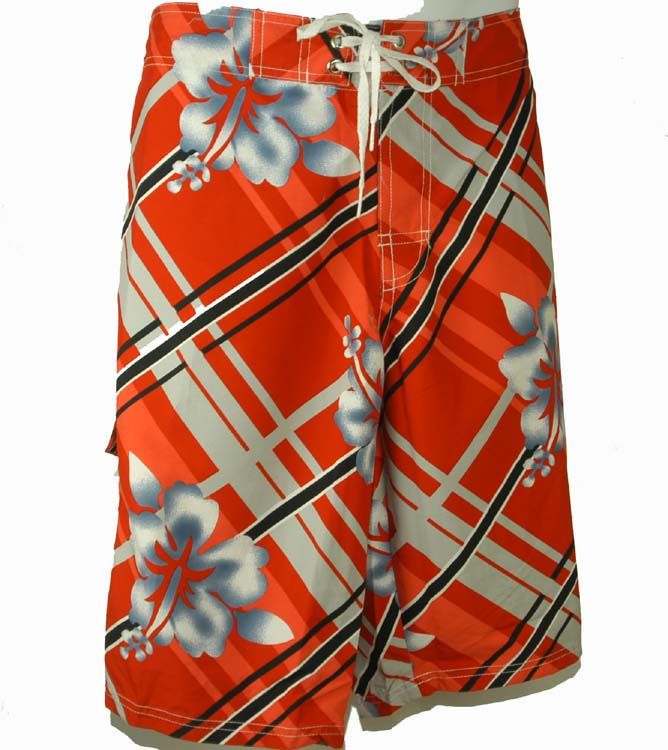 Board shorts - Men's board shorts - Hawaiian print plaid