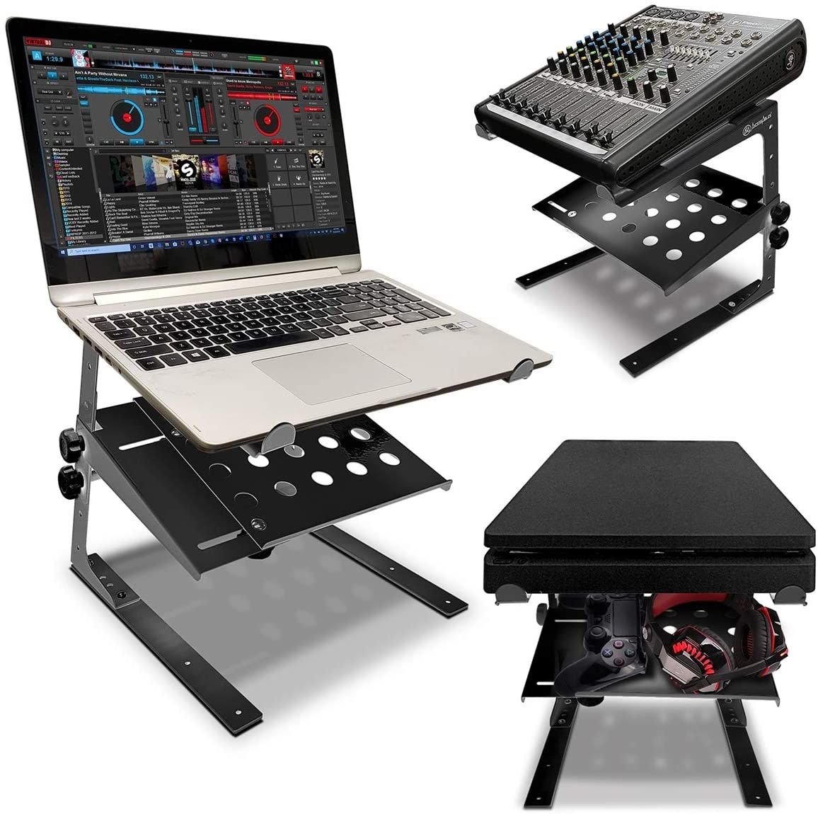 AxcessAbles LTS-03 Two Tier Adjustable Laptop Stand with Desk Clamps ...