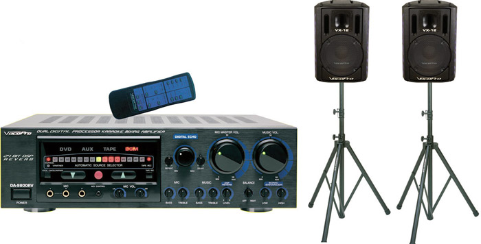 VocoPro ASP-9800 Professional Mixing Amplifier with Speaker Package