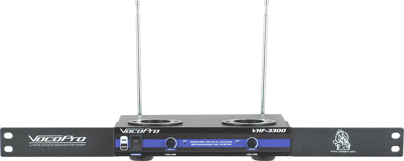 VocoPro VHF-3300 2-Ch VHF Recharchable Wireless Microphone System