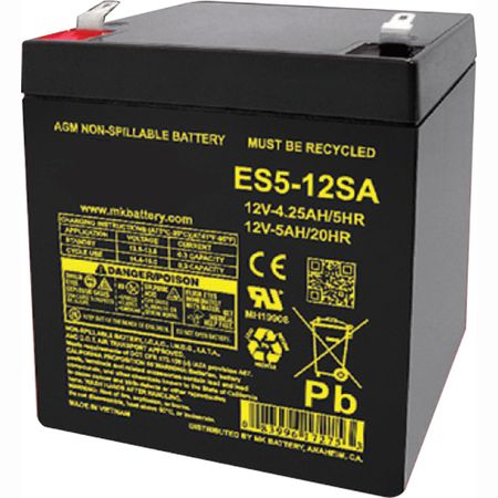 MK Battery ES5-12SA - 12 Volts, 5 Amp Hours (20 Hours) Small Sealed Battery