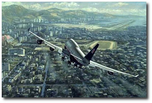 Kai Tak Final Approach by Ronald Wong (Boeing 747)