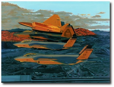 Sunrise Break by K. Price Randel (F-35 JSF, F-22 Raptor)