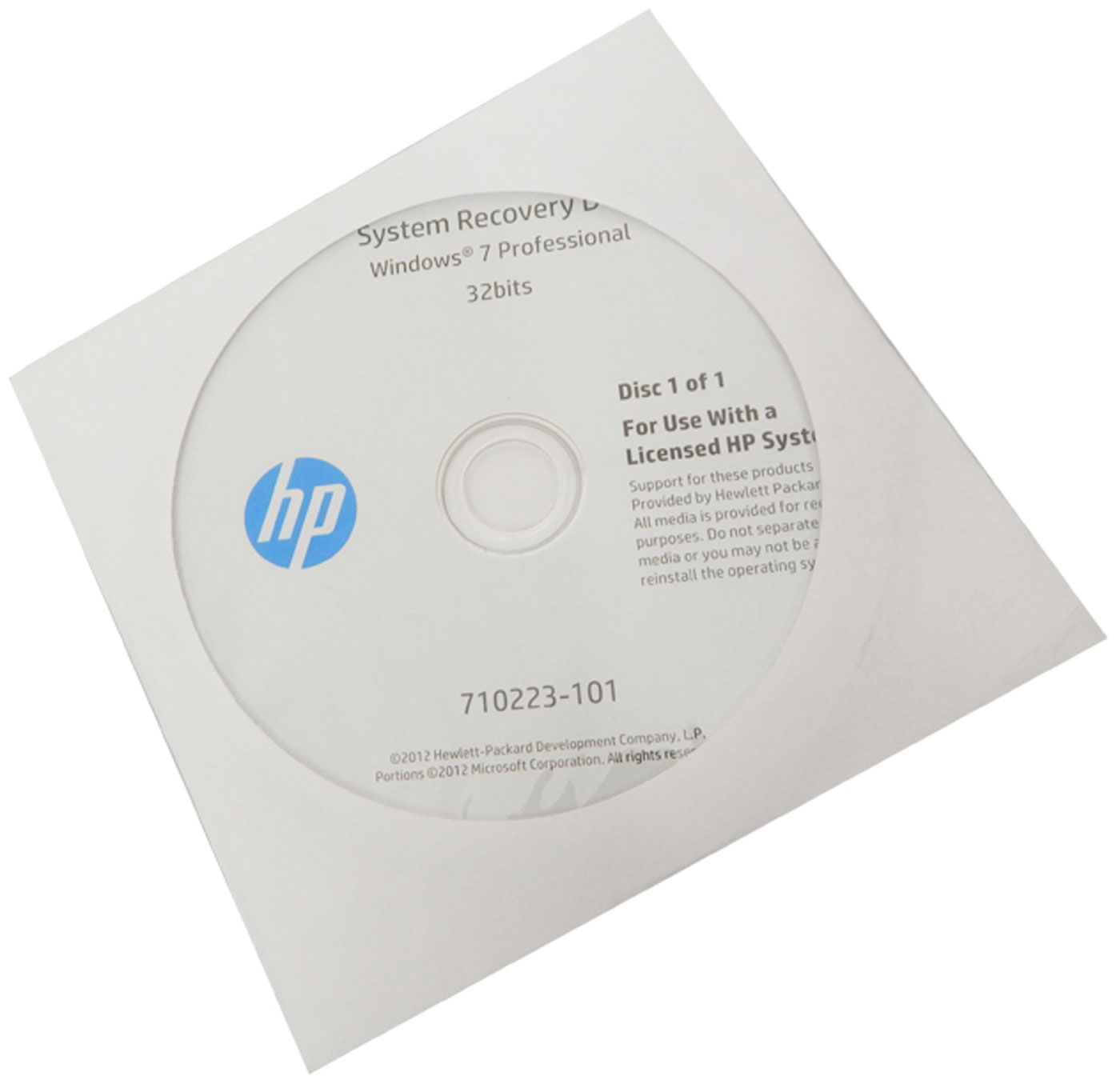 Windows 7 Recovery Disc Cover