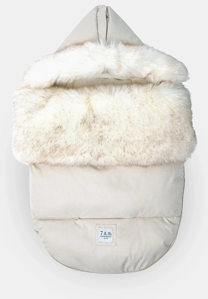 7 A.M. Enfant Plushpod Footmuff - Tundra Heather Beige / White Faux Fur ...