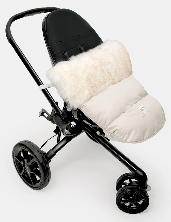 7 A.M. Enfant Plushpod Footmuff - Tundra Heather Beige / White Faux Fur ...