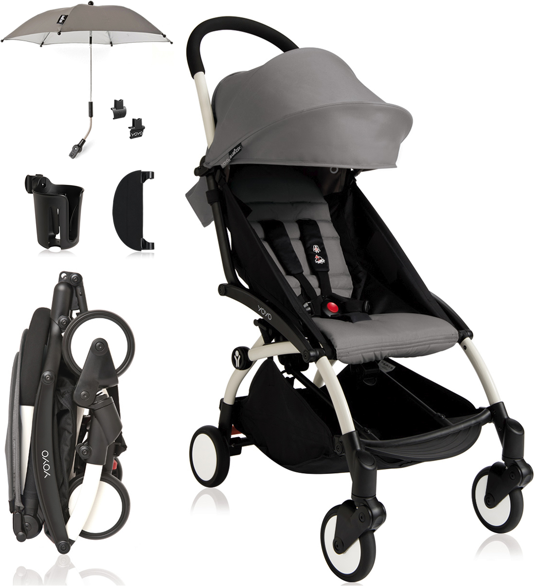 Babyzen 2019 YOYO+ 6+ Compact Stroller Bundle - White / Grey