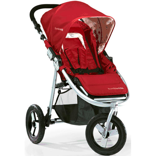 Bumbleride 2012 Indie 3 Wheel Design Stroller with 12" Air Tires in Ruby